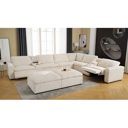 Latitude Run® Annistyn 86.6'' Wide Modern Corduroy Square Arm Power Reclining Loveseat With USB ...